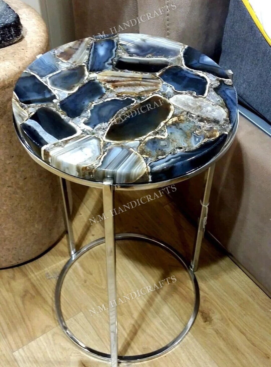 Agate Side Table Top, Black Agate Coffee Table, Center Table Top ...