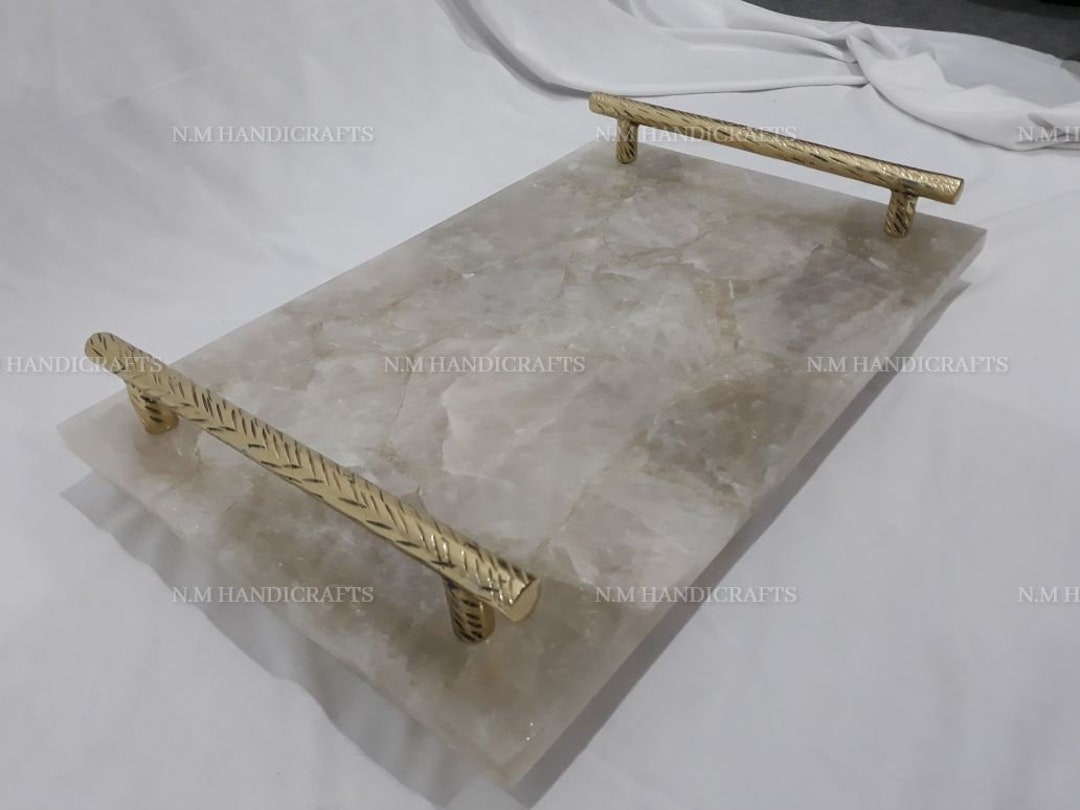 Pink Rose Quartz Tray, Quartz Serving Tray, Serve Ware, Food Tray ...