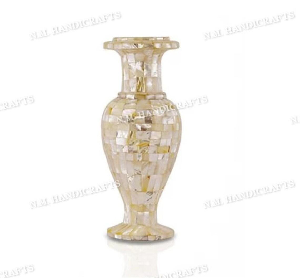 Abalone Shell & Mother of Pearl Flower Vase, Shell Inlaid, Eye Catching ...
