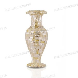 Abalone Shell & Mother of Pearl Flower Vase, Shell Inlaid, Eye Catching ...
