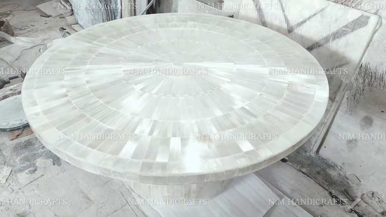 Natural Selenite Stone Sunburst Table Top, Selenite Coffee Table ...