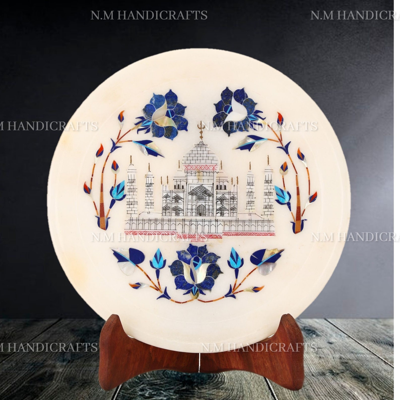 Marble Taj Mahal Plate, Snack Plate, Serving Plate, Seven Wonder Art ...