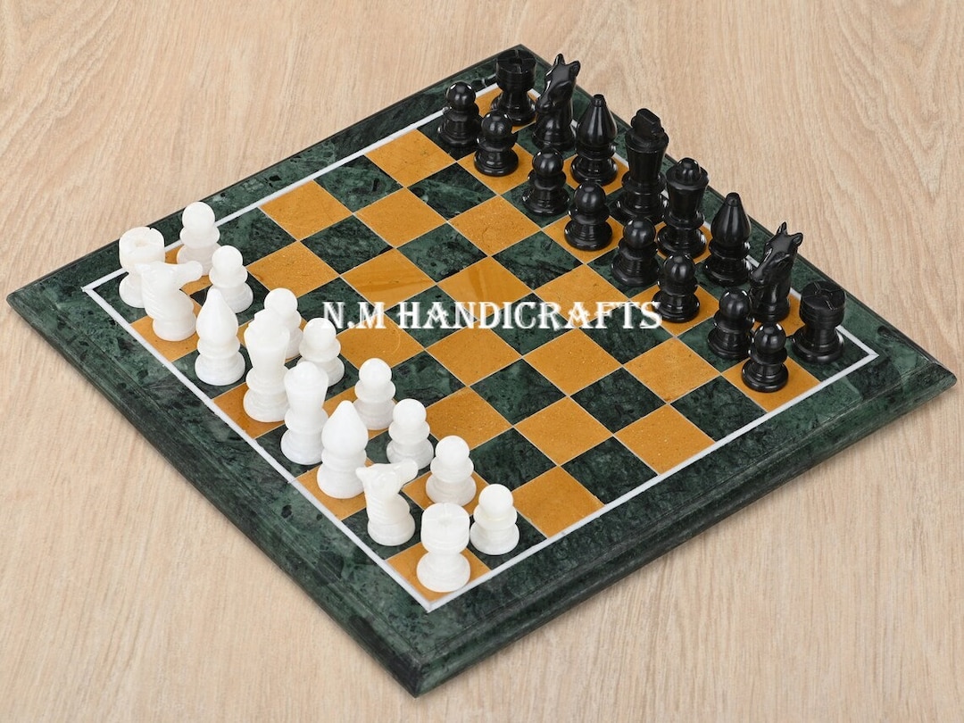 Green Marble Chess Set, Inlay Chess Board, Chess Set With Chess Pieces ...