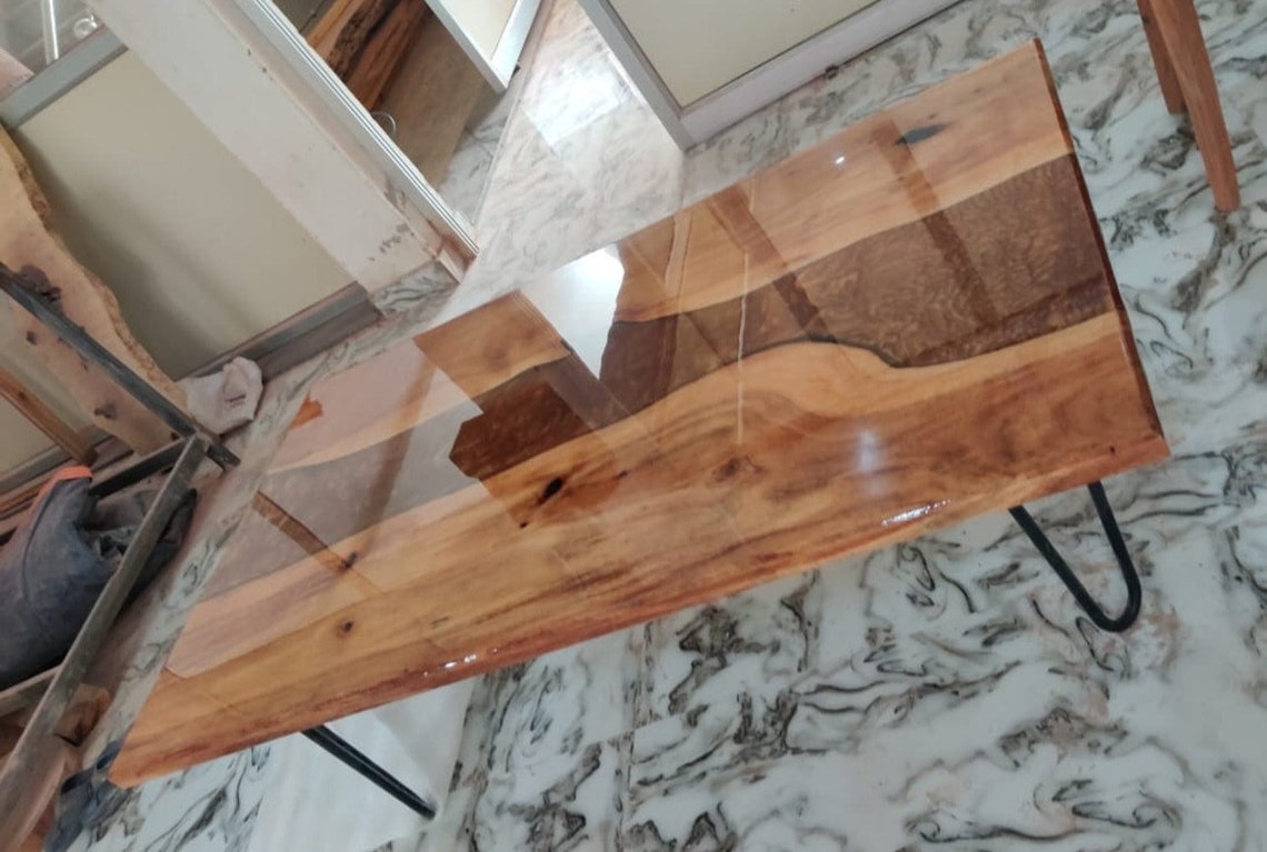 Red Resin River Table Natural Wood Center Table Top Coffee - Etsy