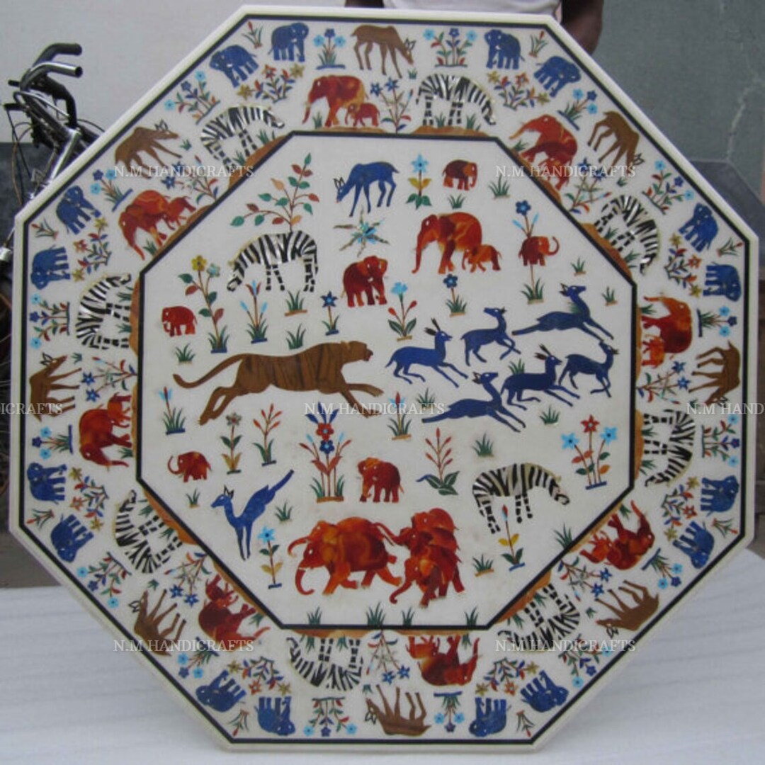 Animal Art Table Top, Vintage Antics Art, Ancient Table Top, Forest ...