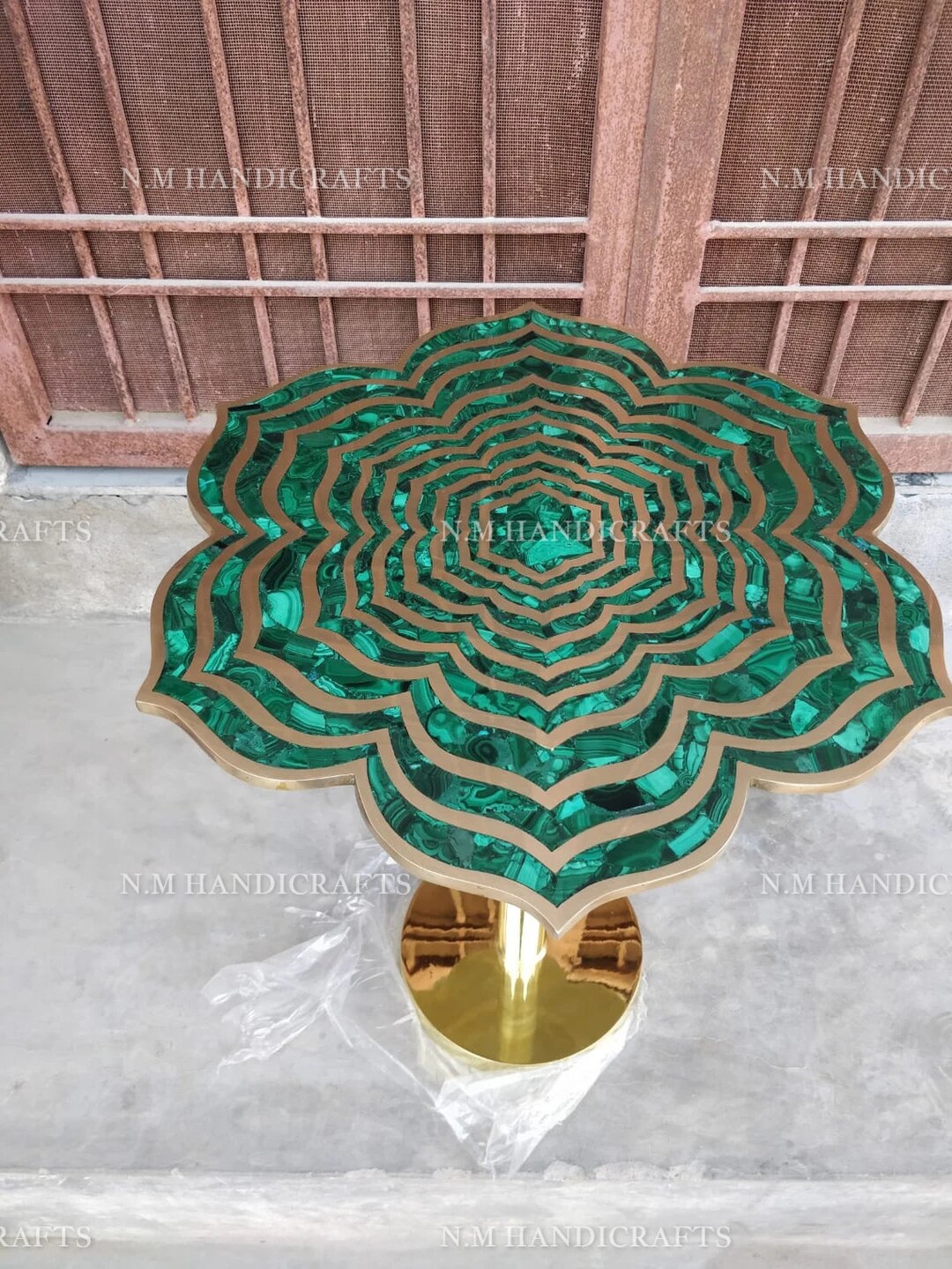 Malachite Coffee Table With Gold Stand, Malachite Stone Side Table Top ...