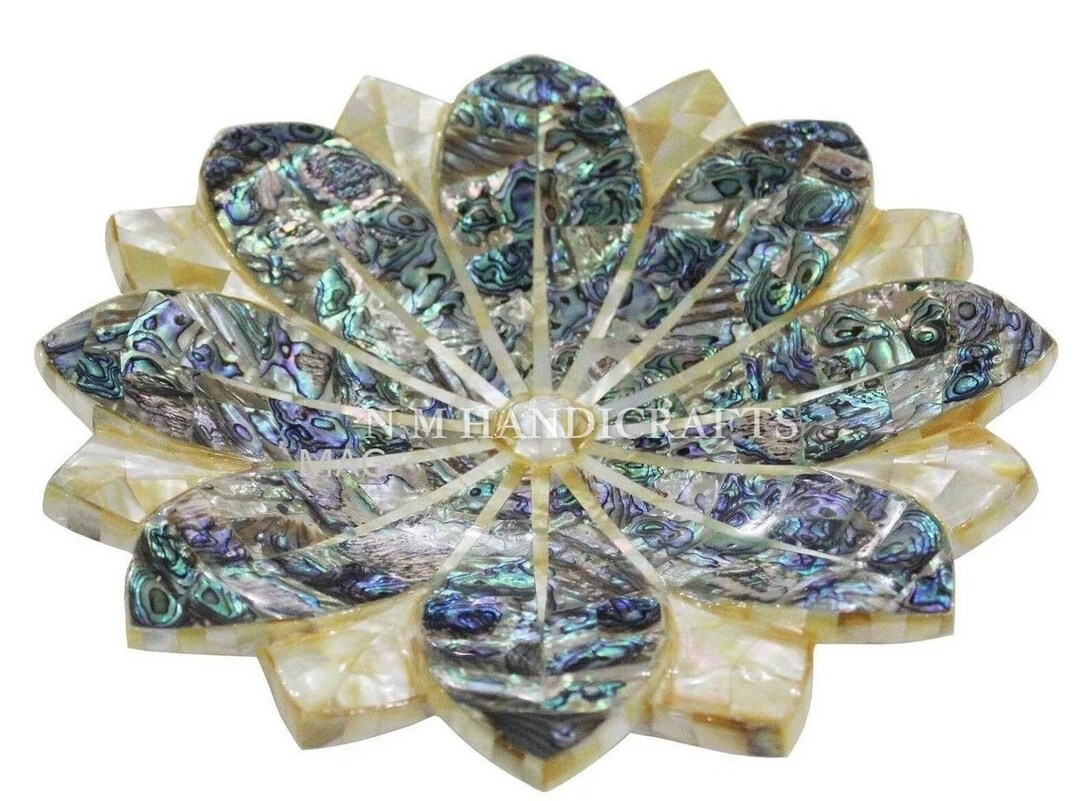 Lotus Shell Bowl, Abalone Shell Inlaid, Mother of Pearl Inlaid, Snack ...