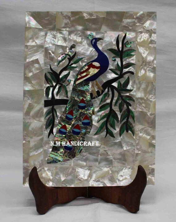 Eye Catching White Marble Inlay Tray Semi Precious Stones | Etsy