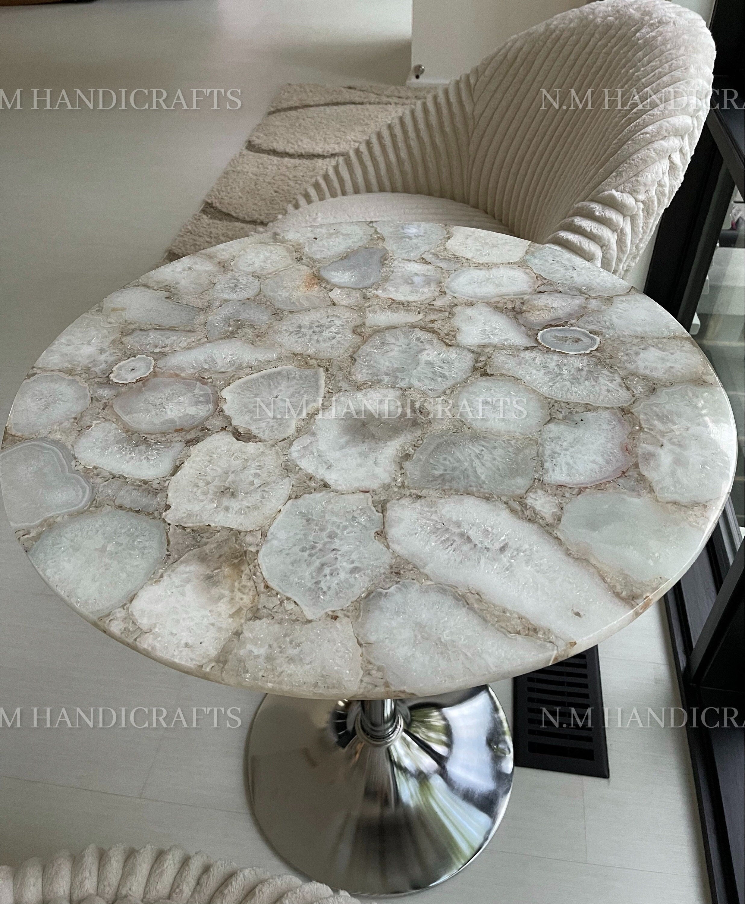 White Agate Coffee Table, White Stone Centre Table, White Agate Table ...