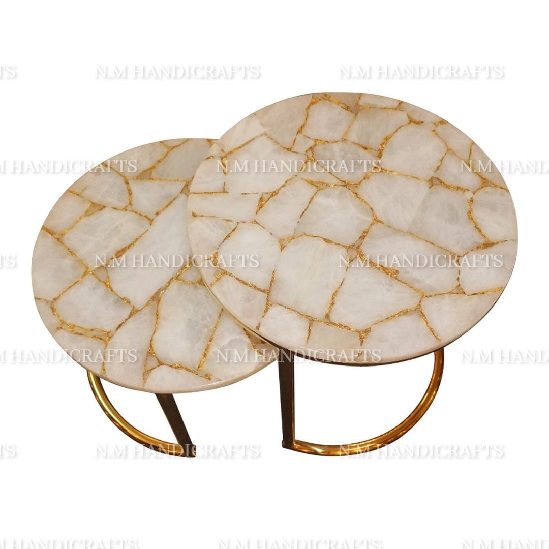 White Agate Coffee Table, White Stone Centre Table, White Agate Table ...