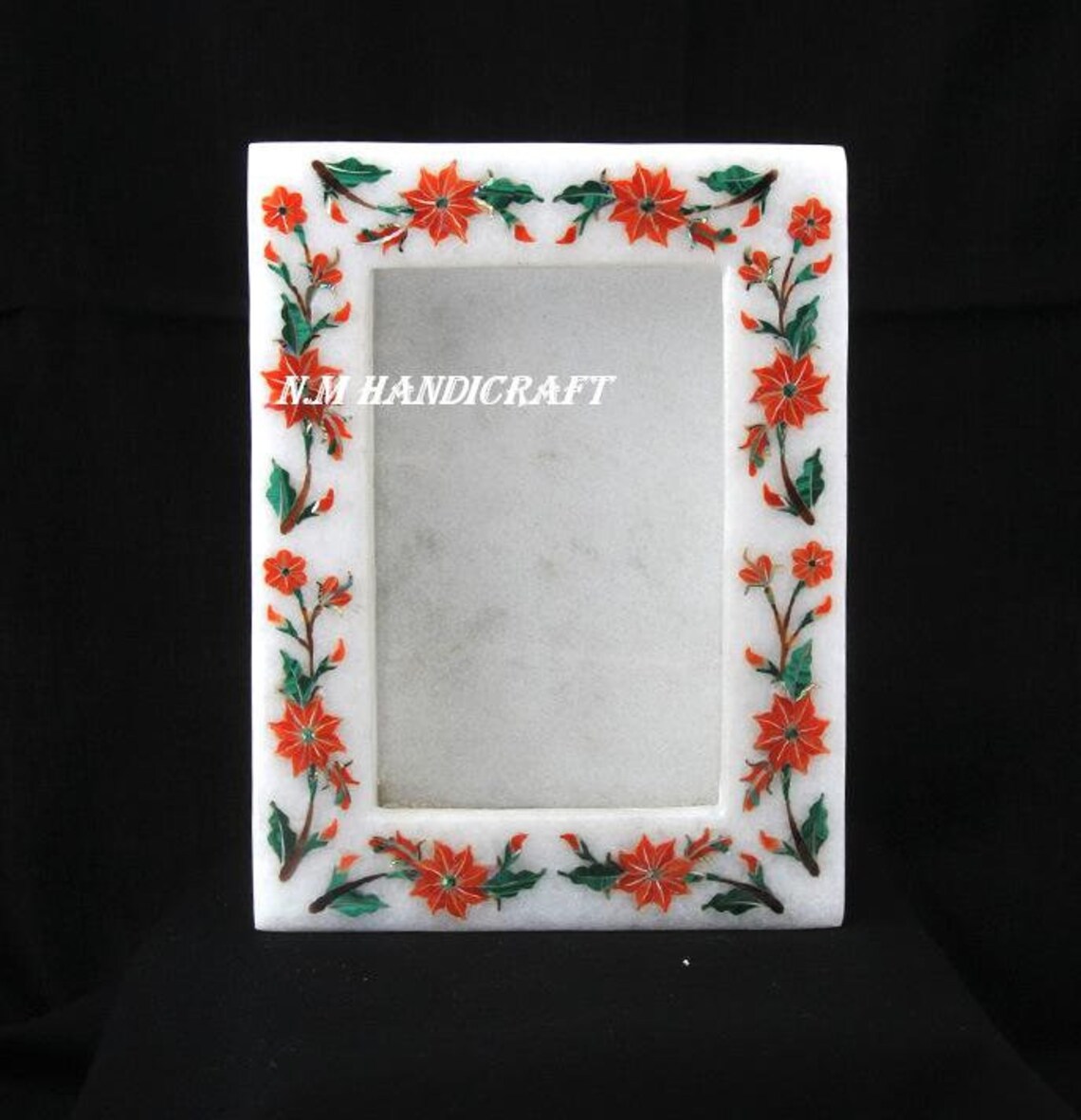 Decorative White Marble Inlay Photo Frame, Semi Precious Stones Inlaid ...