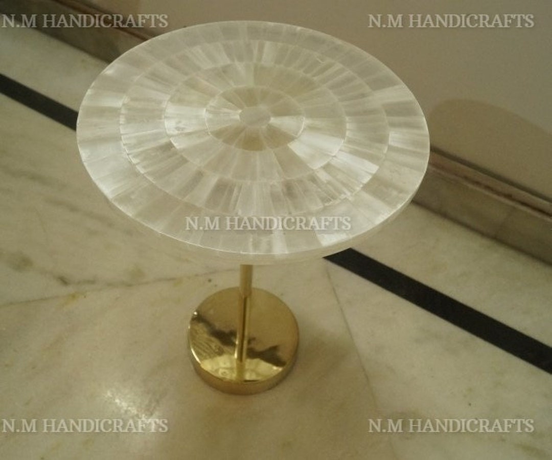 Natural Selenite Stone Sunburst Table Top, Selenite Coffee Table ...
