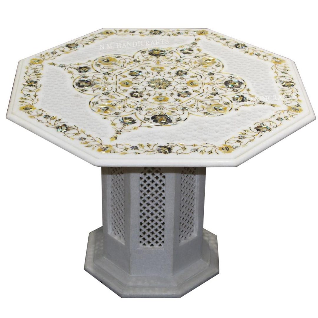 Marble Coffee Table, Multi Color Gems Stones Inlaid, Floral Art Work ...