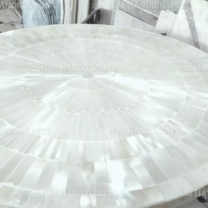 Natural Selenite Stone Sunburst Table Top, Selenite Coffee Table ...