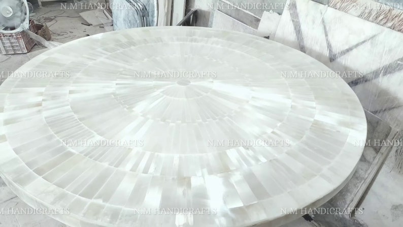 Natural Selenite Stone Sunburst Table Top, Selenite Coffee Table ...