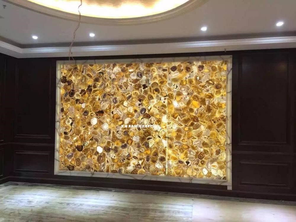 Transparent Yellow Backlit Agate Stone Slab, Use On, Table Top, Bars ...
