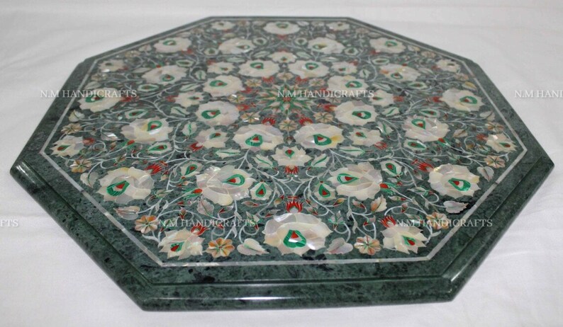 Green Marble Coffee Table Top Round Table Top Mother of - Etsy