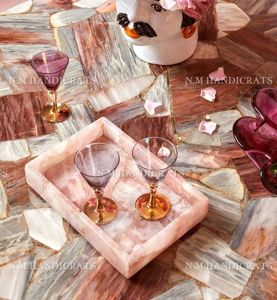 Rose Quartz Tray Serving Tray Jewelry Tray Decorative Tray - Etsy