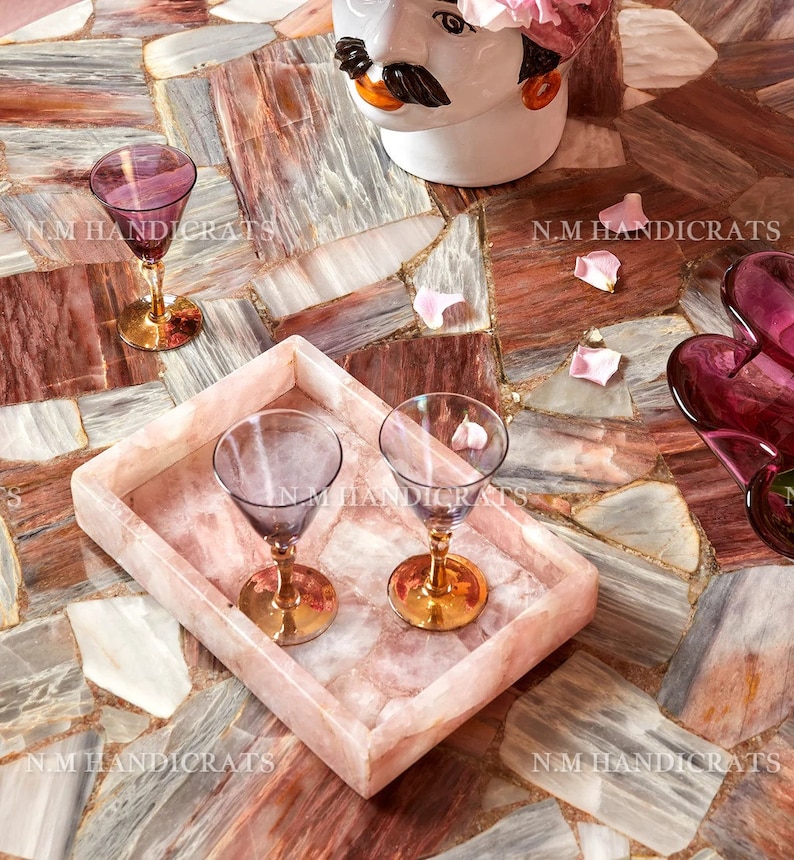 Rose Quartz Tray Serving Tray Jewelry Tray Decorative Tray - Etsy