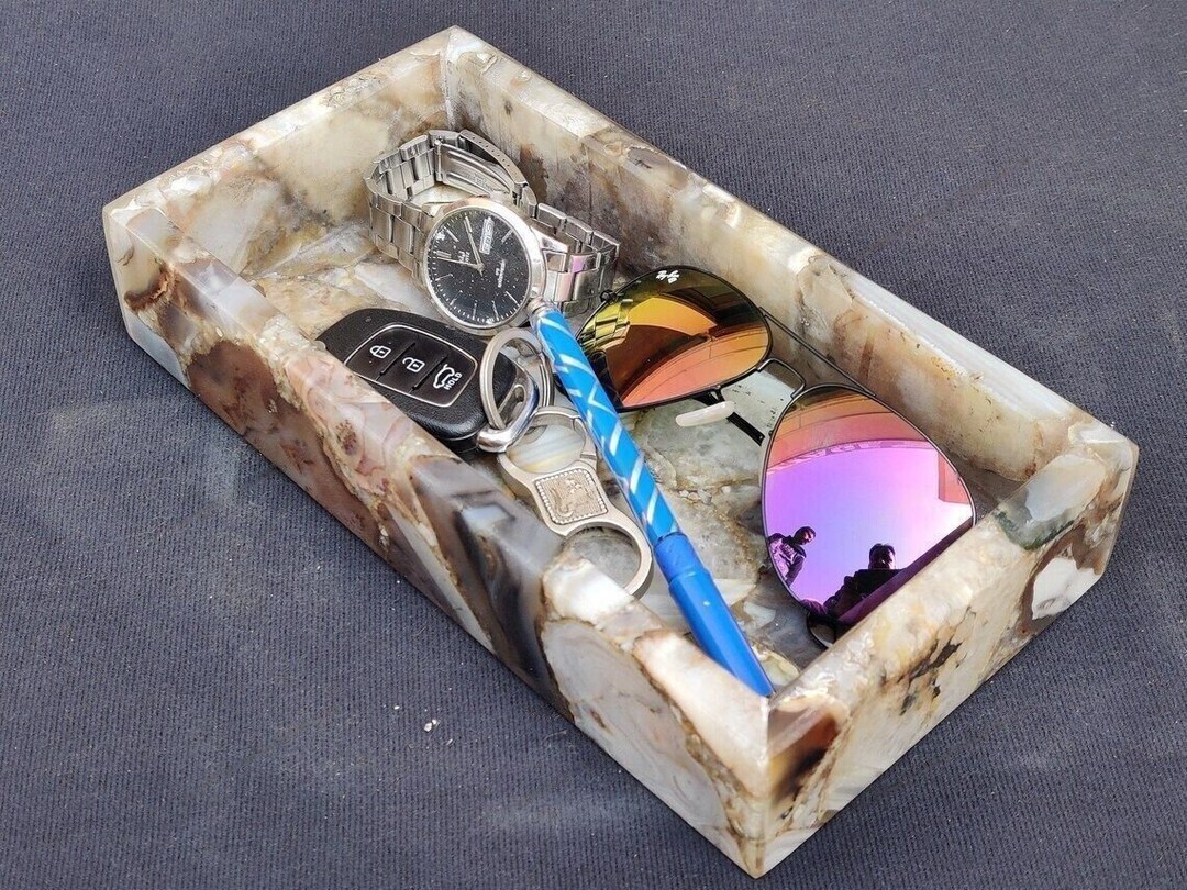 Agate Table Accessories Tray, Bathroom Tray Accessory, Gemstone Tray ...