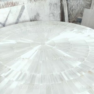 Natural Selenite Stone Sunburst Table Top, Selenite Coffee Table ...