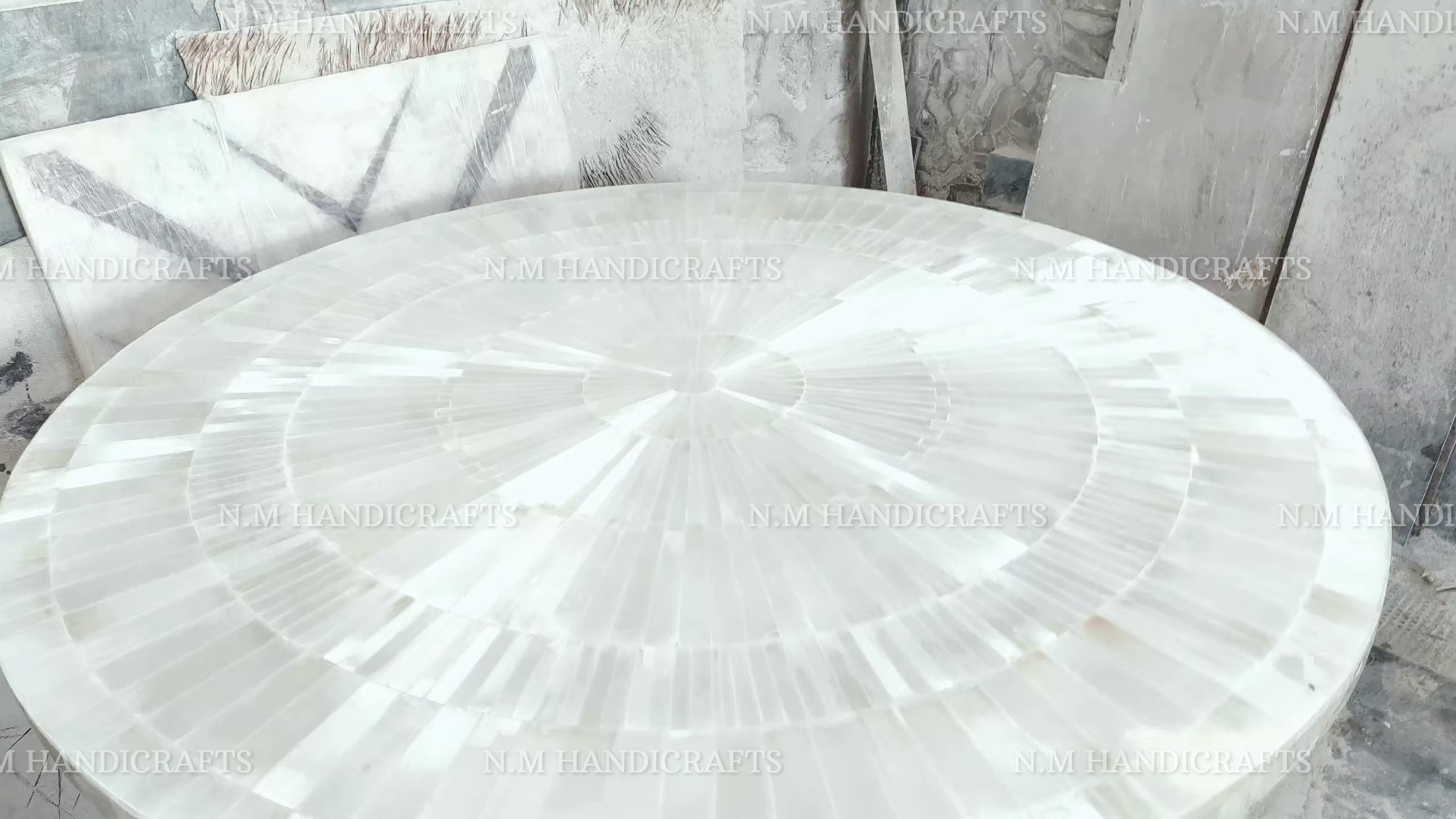 Natural Selenite Stone Sunburst Table Top, Selenite Coffee Table ...