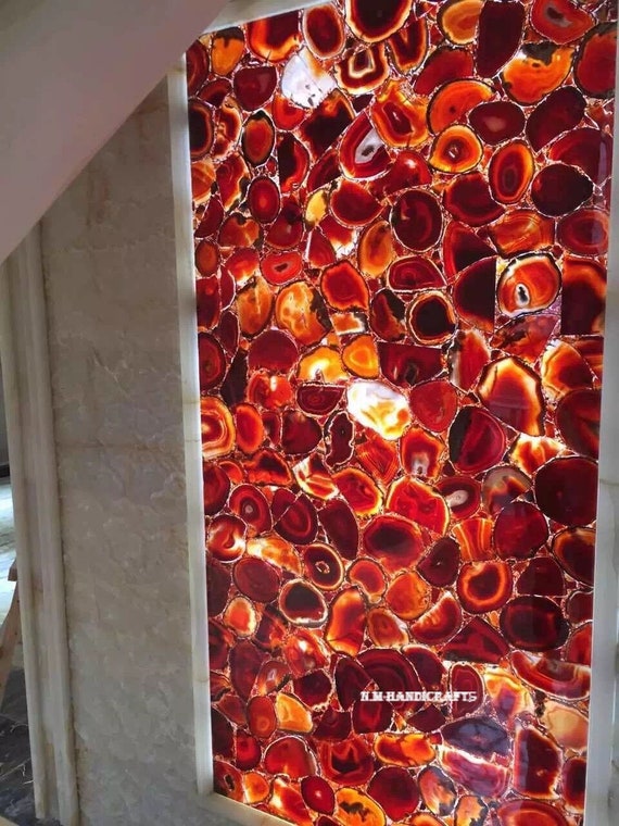 Red Agate Stone Slab Use On Table Top Bars Counters Kitchen Slab Wall Decor Interior Decor Home and Office Decor Agate Wall Panel Etsy UK