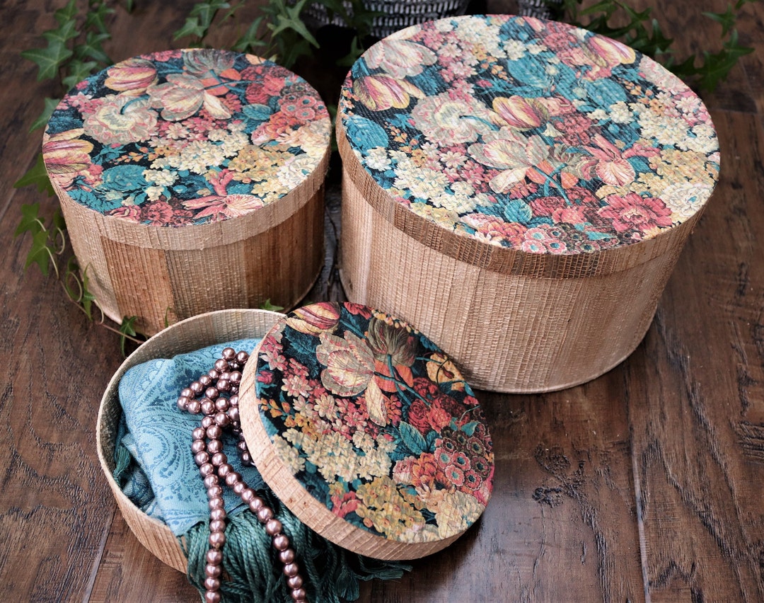 Decoupaged Handmade and Eco Friendly Banana Fibre Storage Box in Blue ...