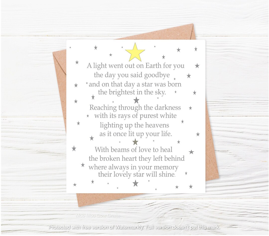 Handmade Sympathy Card: A Star is Born, Bereavement Card - Etsy