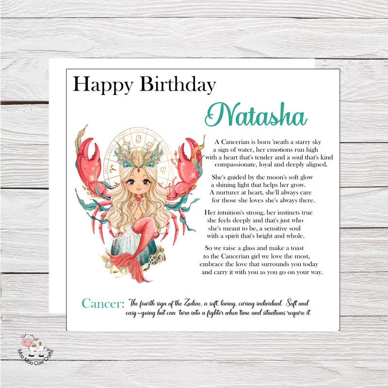 Cancer Birthday Card - Etsy UK