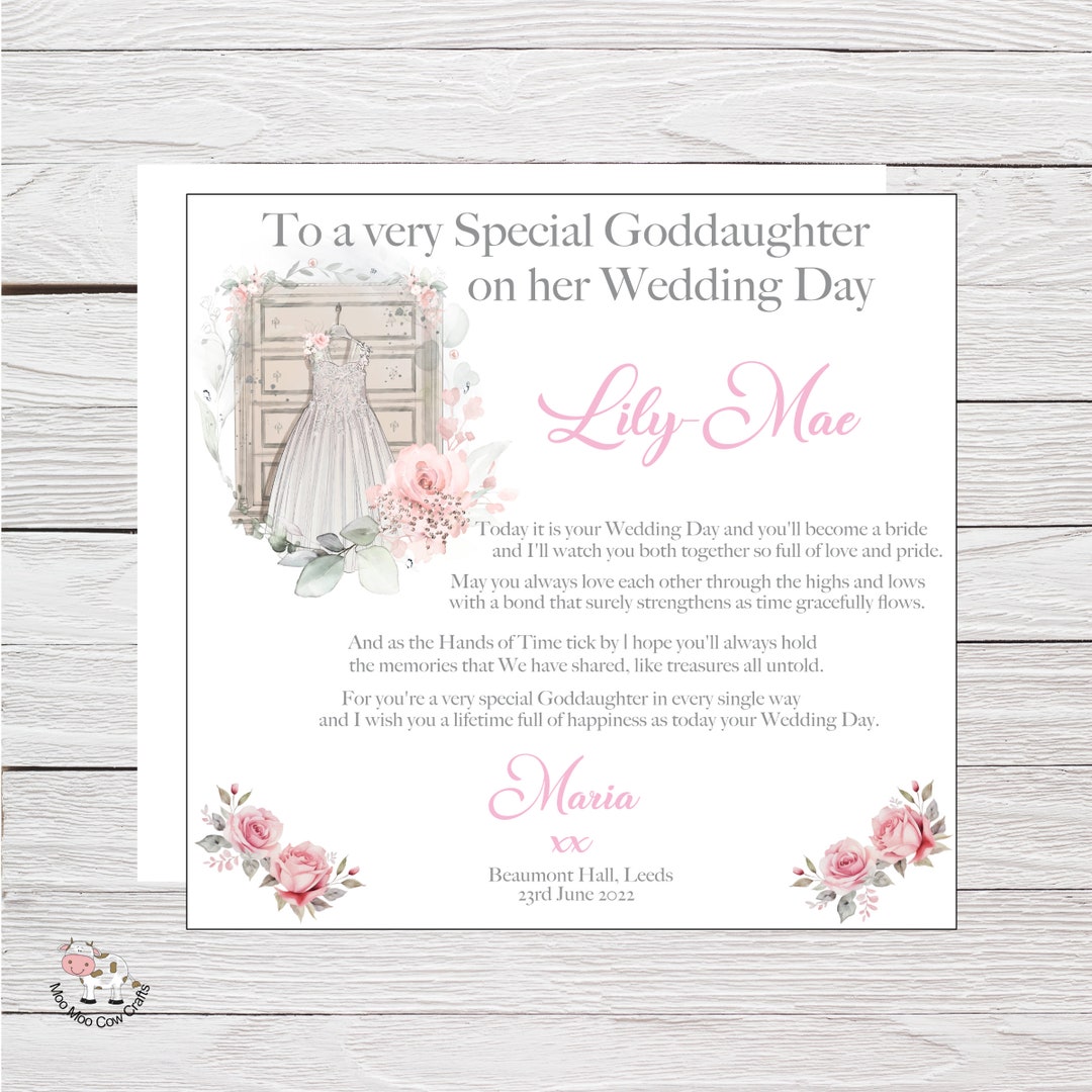 Wedding Day Card for a Special Goddaughter, Sentimental Wedding Card ...
