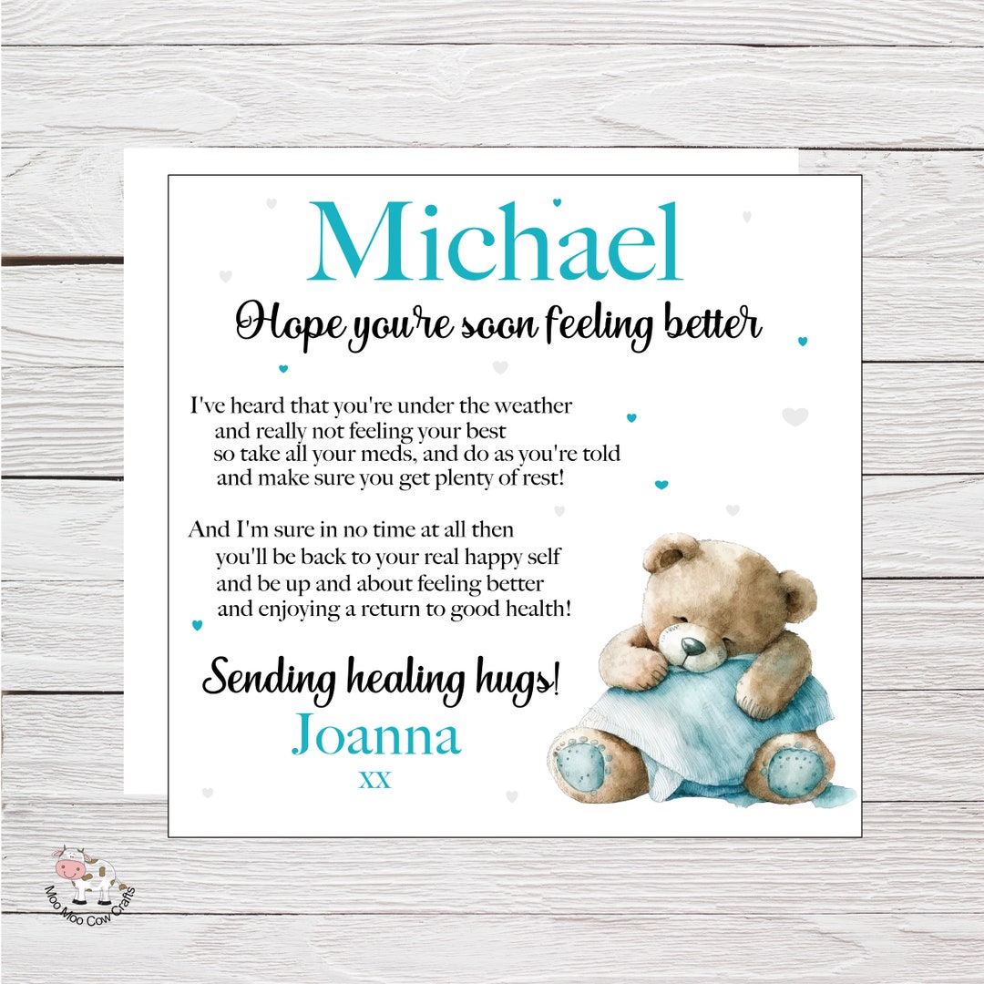 Get Well Soon Card, Sorry You're Feeling Unwell Card, Thinking of You ...