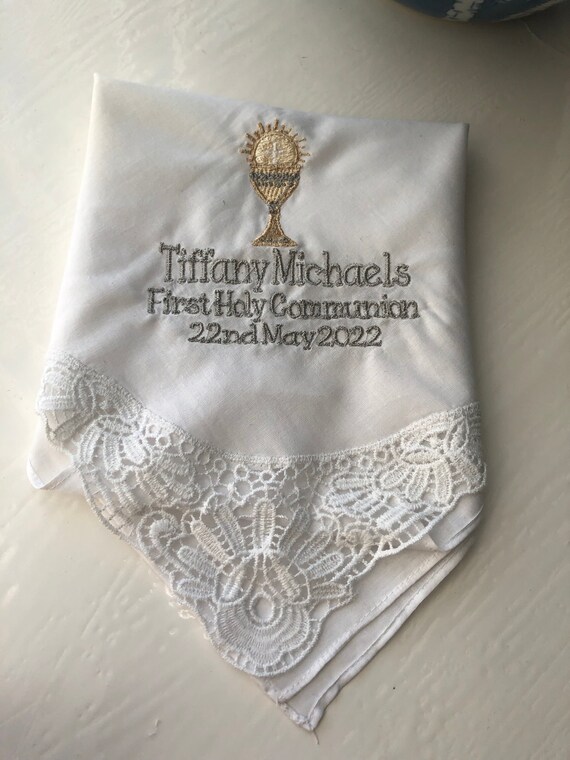 First Holy Communion Lace Handkerchief With Card 1st - Etsy