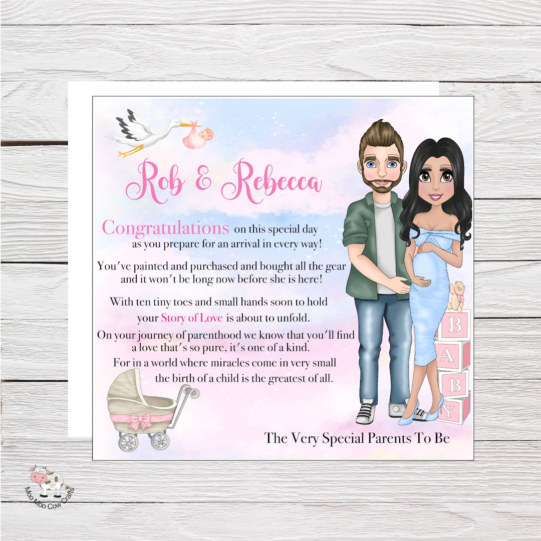 Congratulations Baby Shower Card for New Parents to Be, Personalised ...