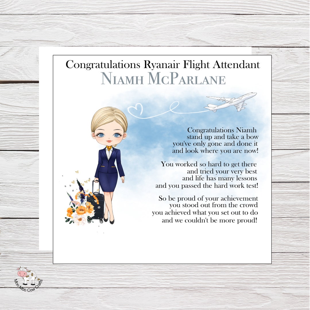 Congratulations Ryanair Flight Attendant: Congrats, Personalised Card ...