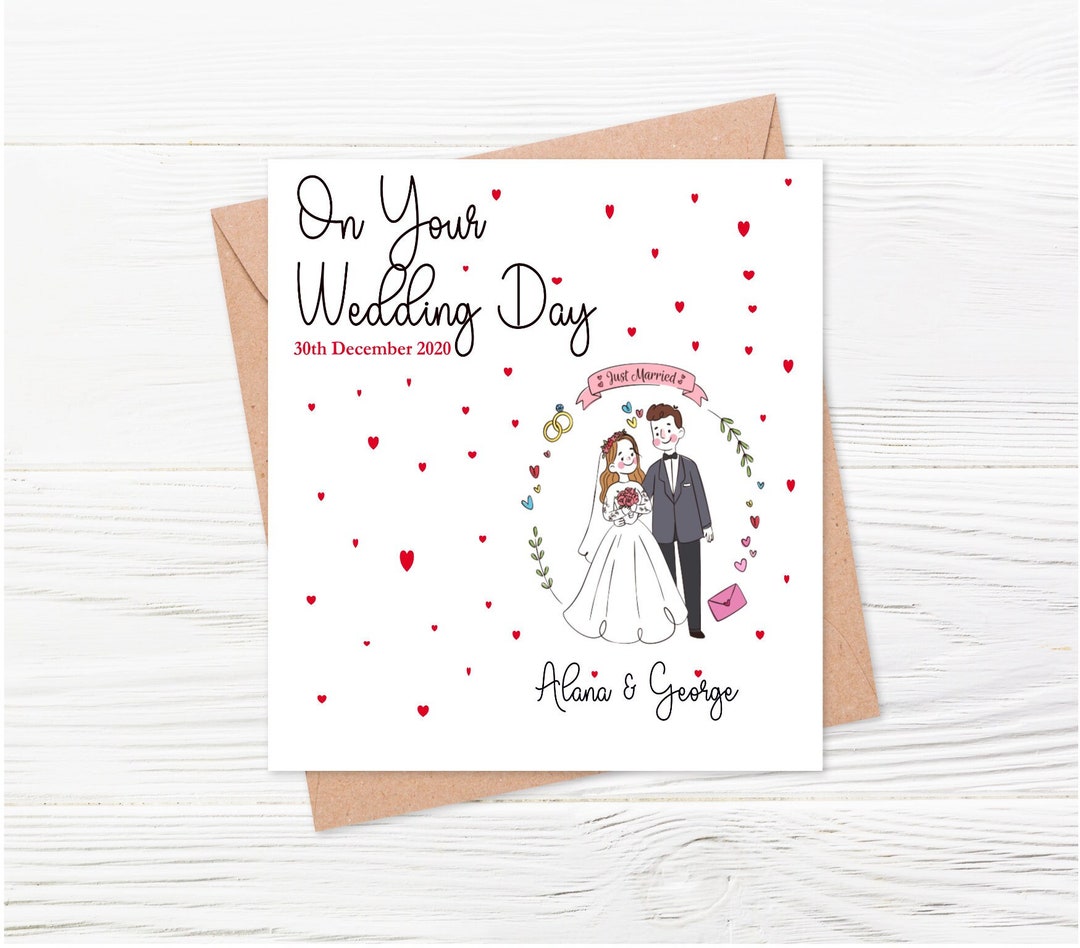 Wedding Day Card for Bride & Groom, Congratulations on Your Wedding ...