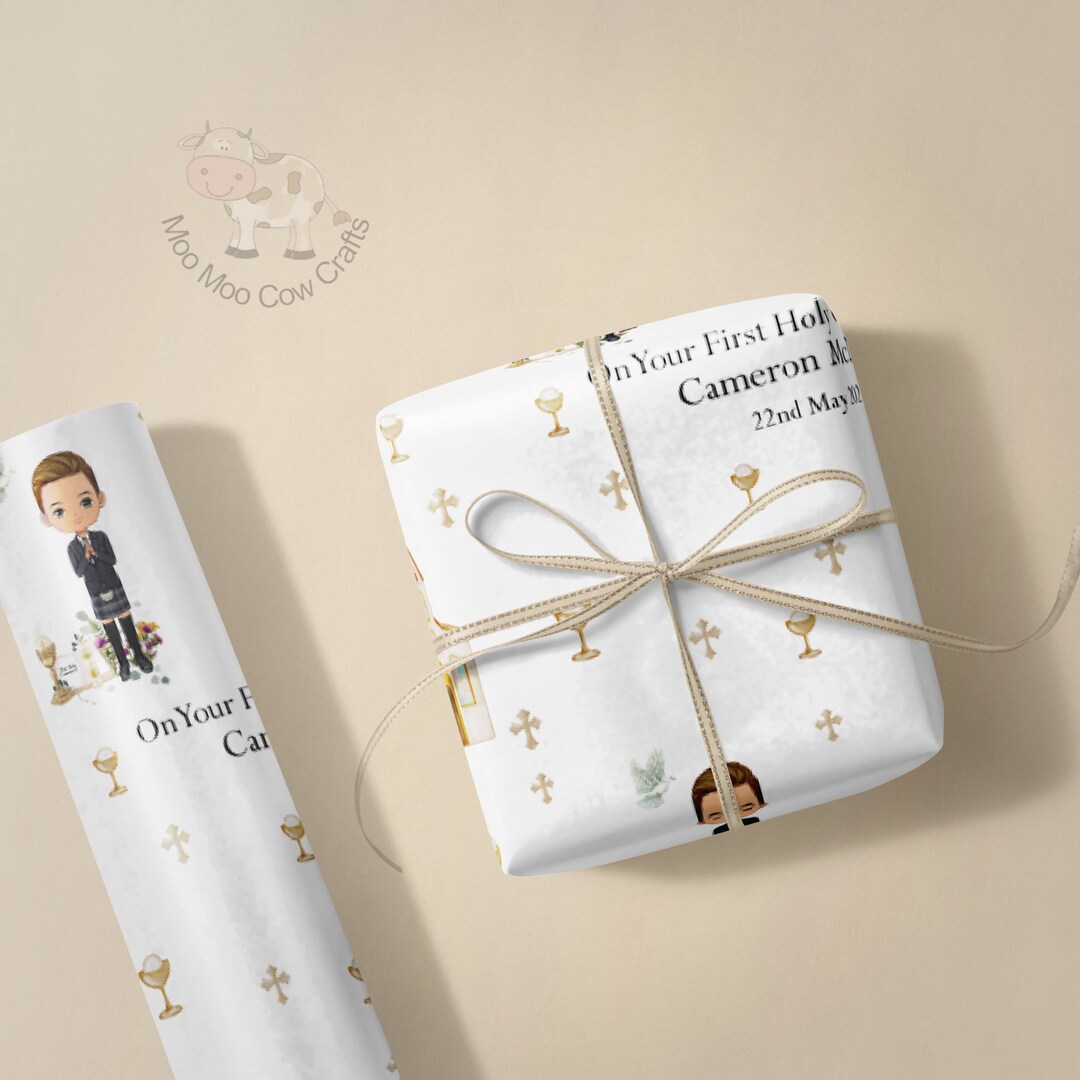 First Holy Communion Personalised Wrapping Paper for Son, Grandson ...