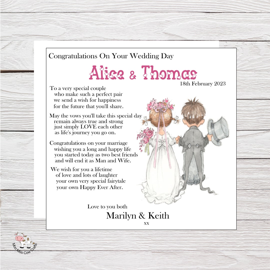 Large Personalised Bride & Groom Wedding Card Happy Couple - Etsy