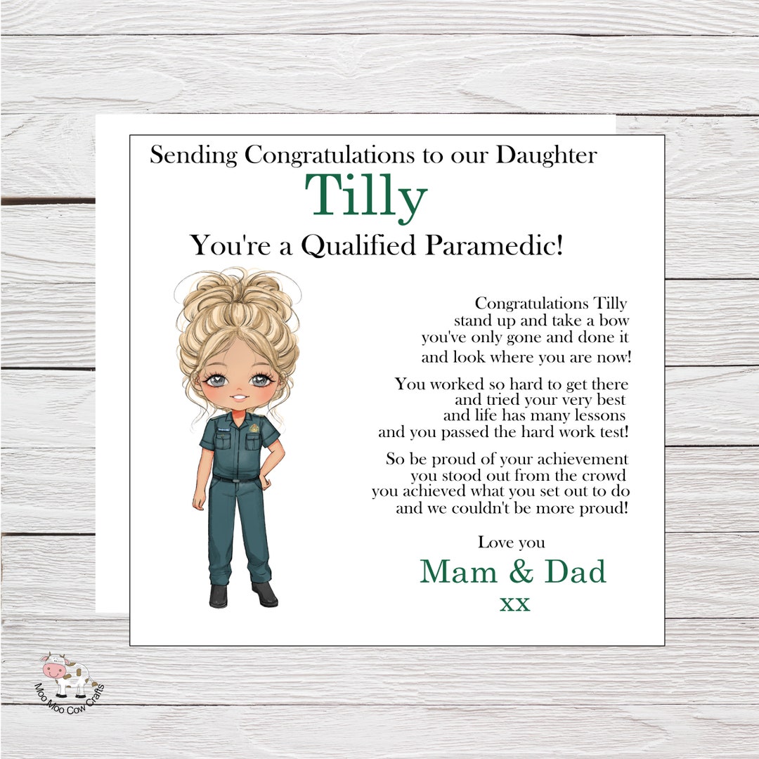 Congratulations to a New Paramedic, Newly Qualified Paramedic Card ...