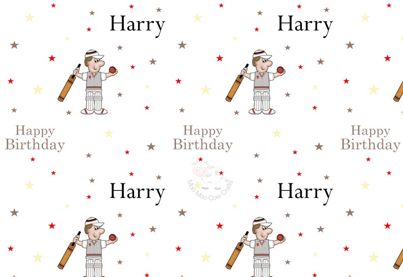 Personalized Cricket Birthday Card for Dad, Husband With Wrapping Paper ...