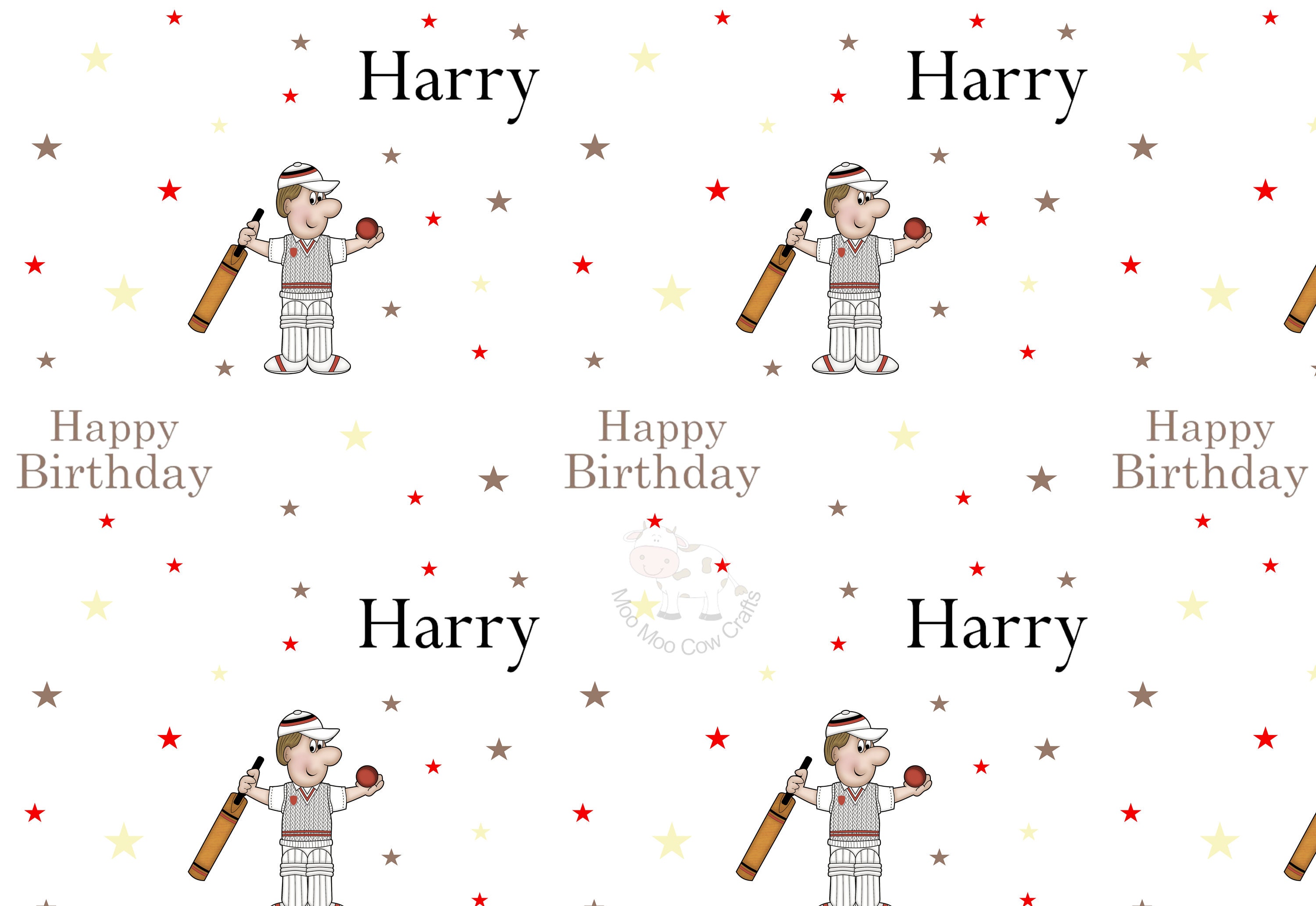 Personalized Cricket Birthday Card for Dad, Husband With Wrapping Paper ...