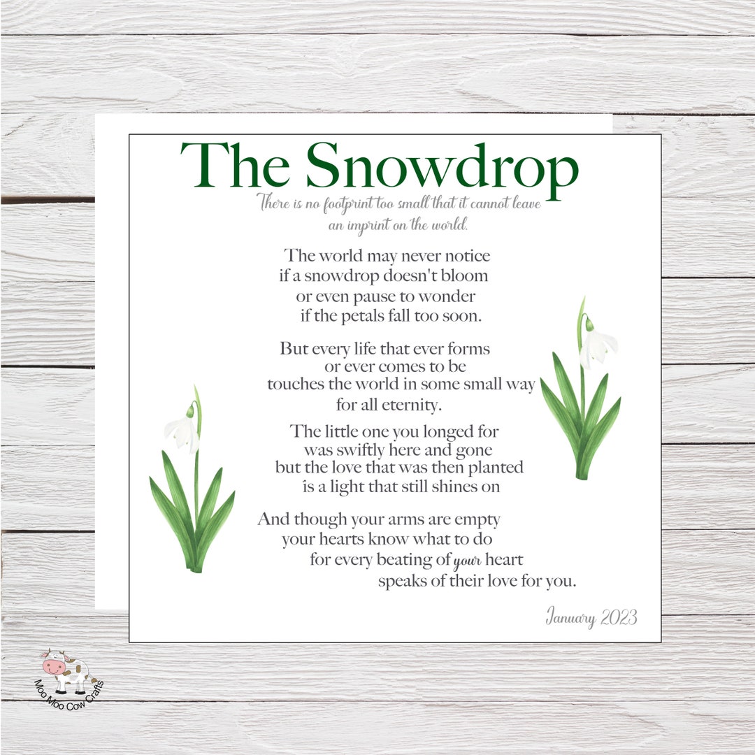 Snowdrop Sympathy Card: Miscarriage, Baby Loss Bereavement, Large Card ...