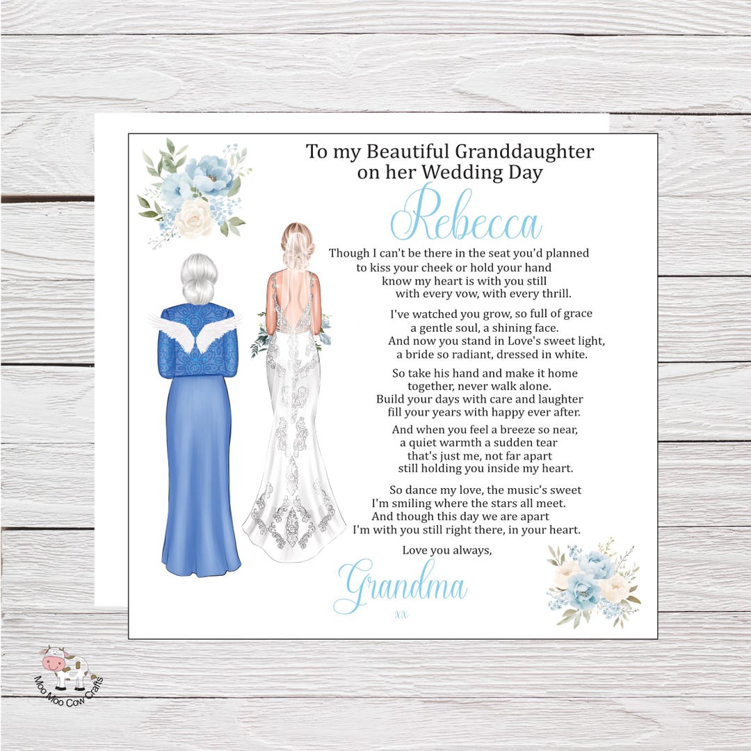 Granddaughter Wedding Card From Deceased Grandmother : in Loving Memory ...