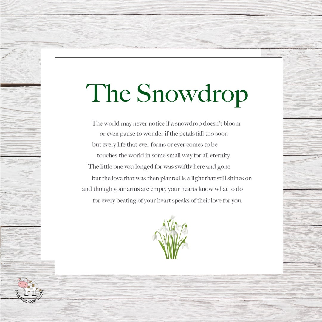 The Snowdrop Miscarriage Gift Card Baby Born Sleeping Sympathy ...