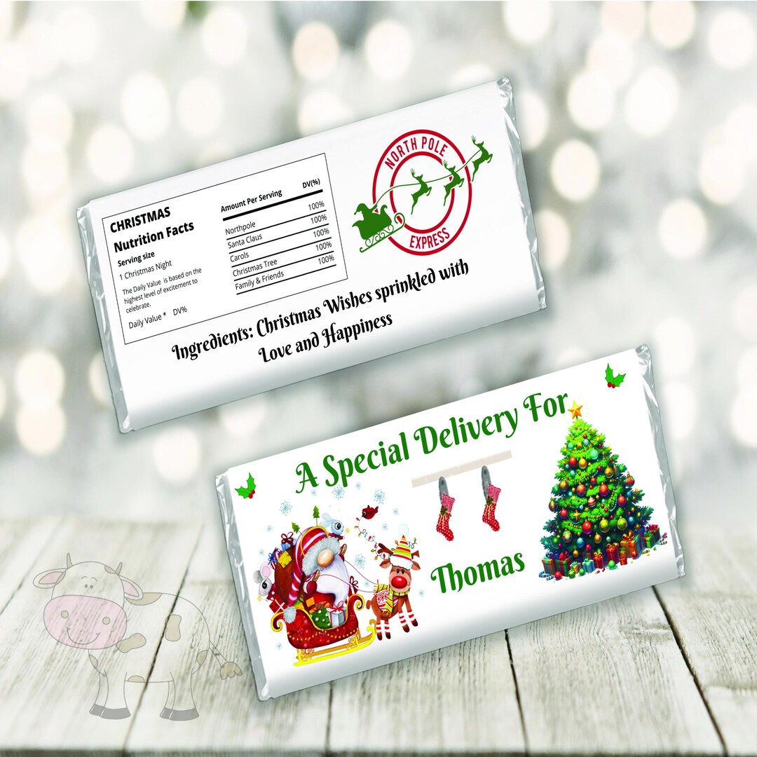 Christmas Eve Box Chocolate Bar Wrapper, Personalised Special Delivery ...