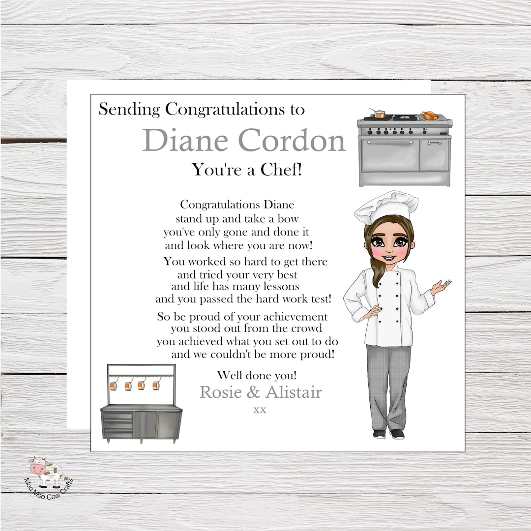 Congratulations to a New Chef Card for Daughter, Granddaughter, Head ...