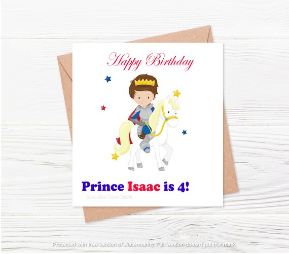 Personalised Happy Birthday Card Knight Theme Prince Birthday - Etsy