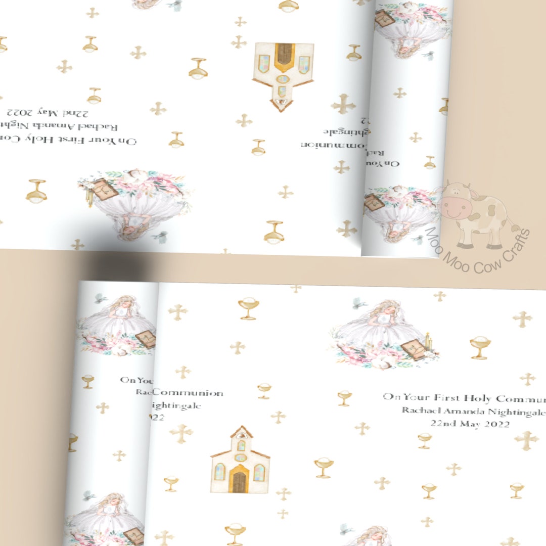 First Holy Communion Personalised Wrapping Paper for Daughter ...