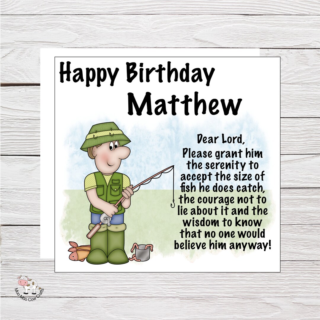 Large Personalised Fishing Birthday Card Badge, Special Birthday Card ...