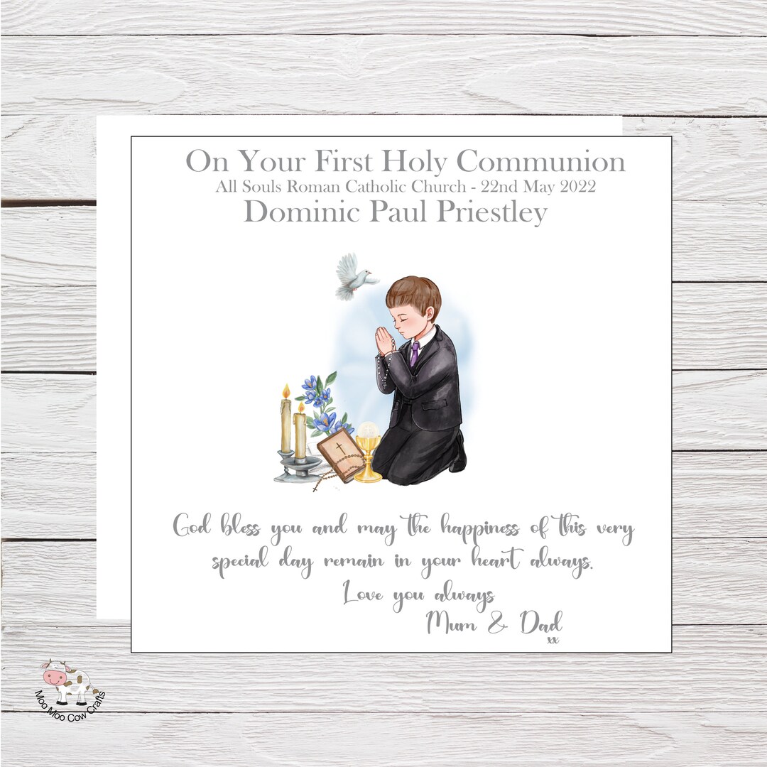 First Holy Communion Card for Son, Grandson + Wrapping Paper ...